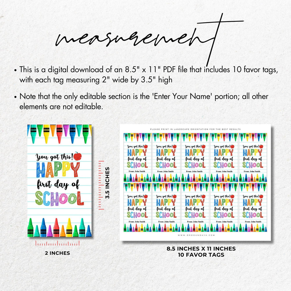 You Got This! Happy First Day of School Printable Favor Tags – Droo & Aya