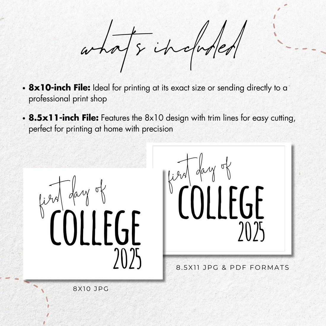 First Day of College 2025 Sign – Droo & Aya
