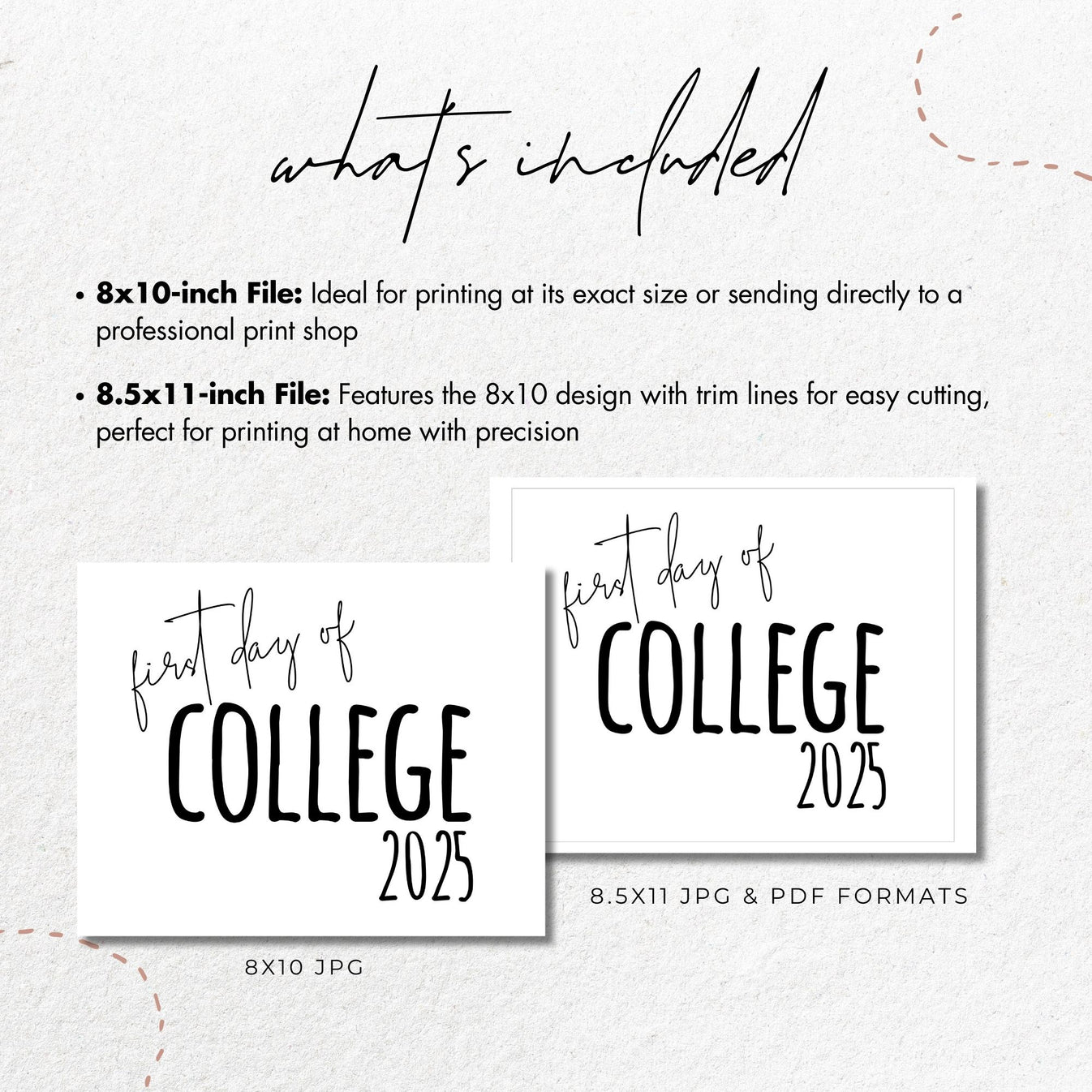 First Day of College 2025 Sign – Droo & Aya