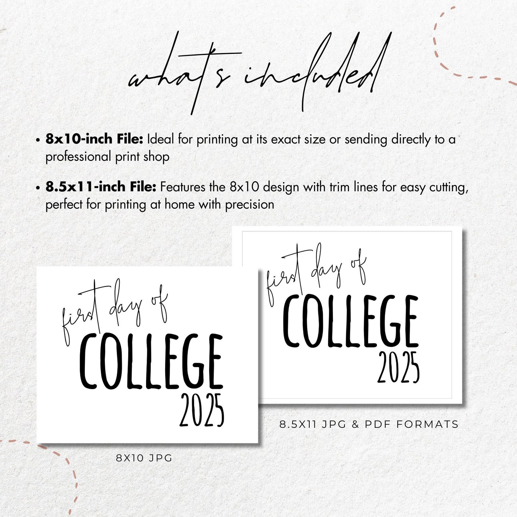 First Day of College 2025 Sign – Droo & Aya