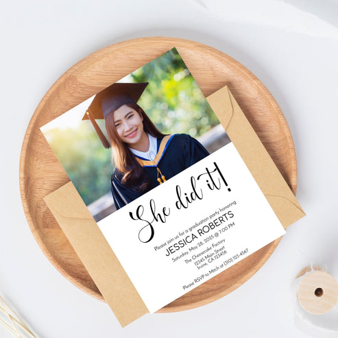 She Did It! Editable Graduation Party Invitation Template – Droo & Aya